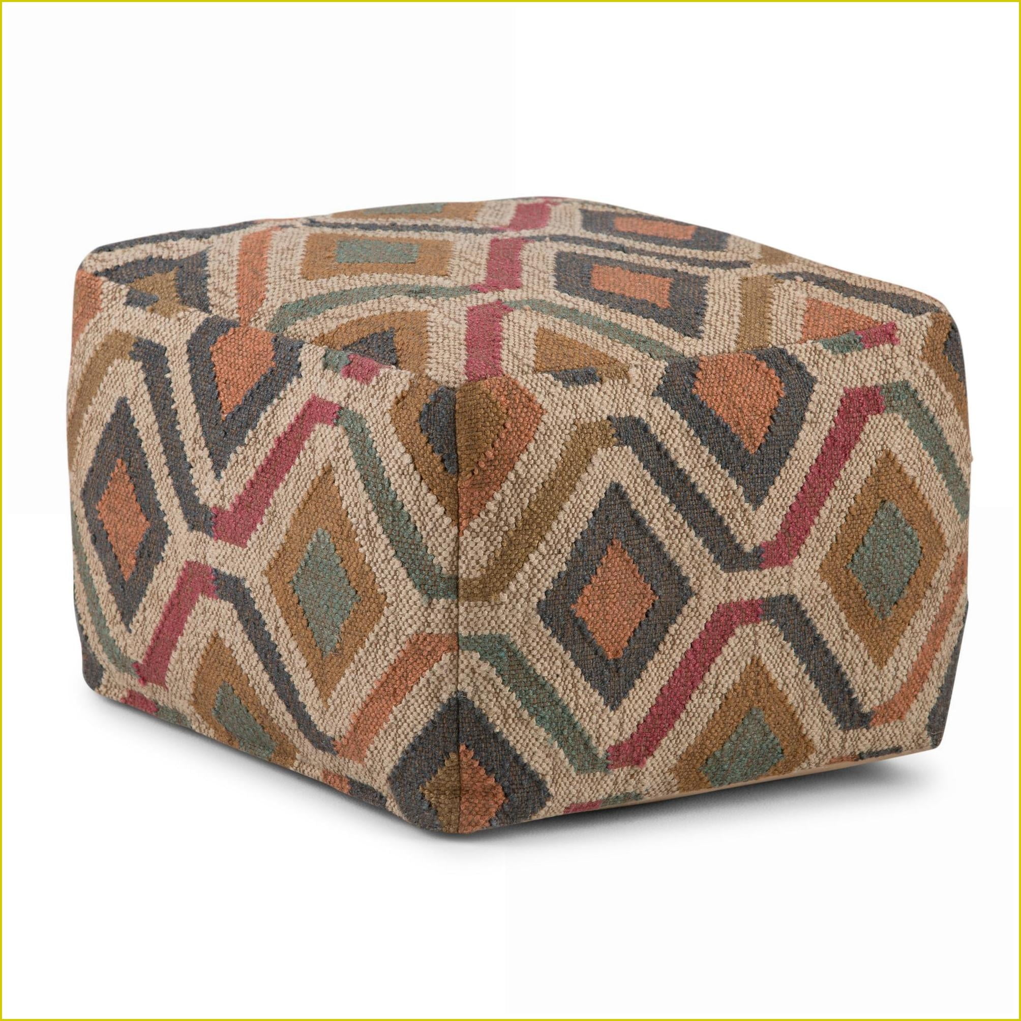 Johanna Multi-Color Kilim Square Pouf - Cotton Jute Fabric | Multicolor ...