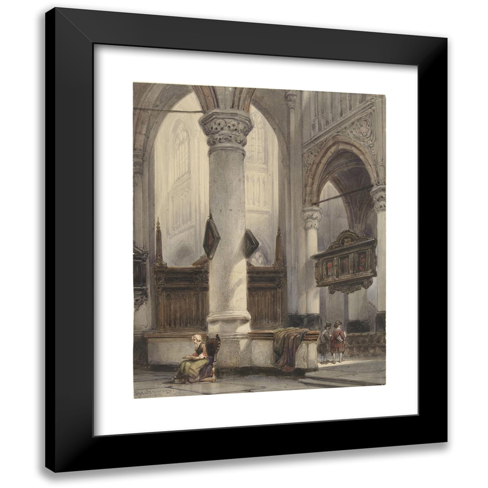 Johannes Bosboom 12x14 Black Modern Framed Museum Art Print Titled - Interior of the Nieuwe Kerk ...