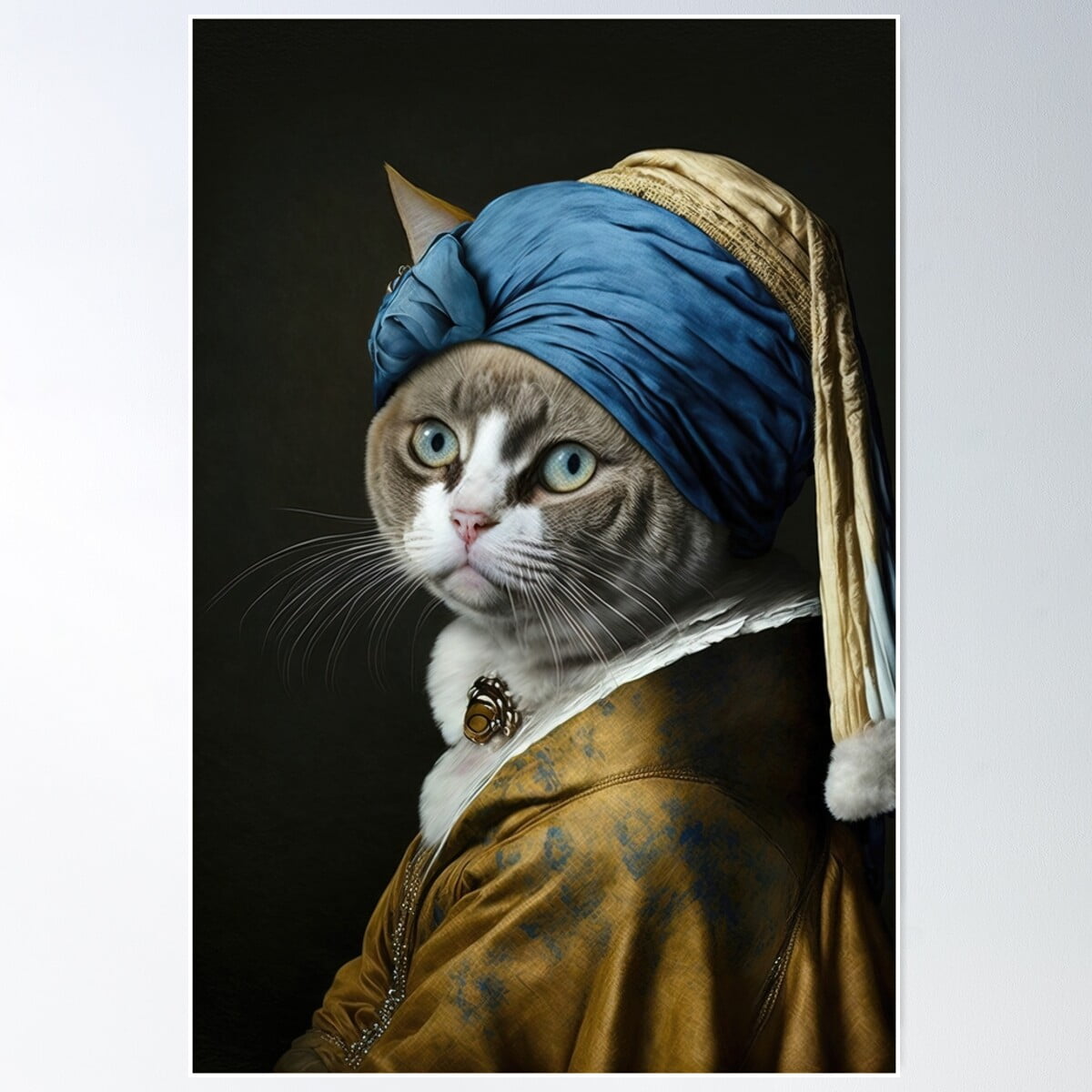 Johannes Vermeer Cat With A Pearl Earring Poster Wall Art, Modern Wall ...