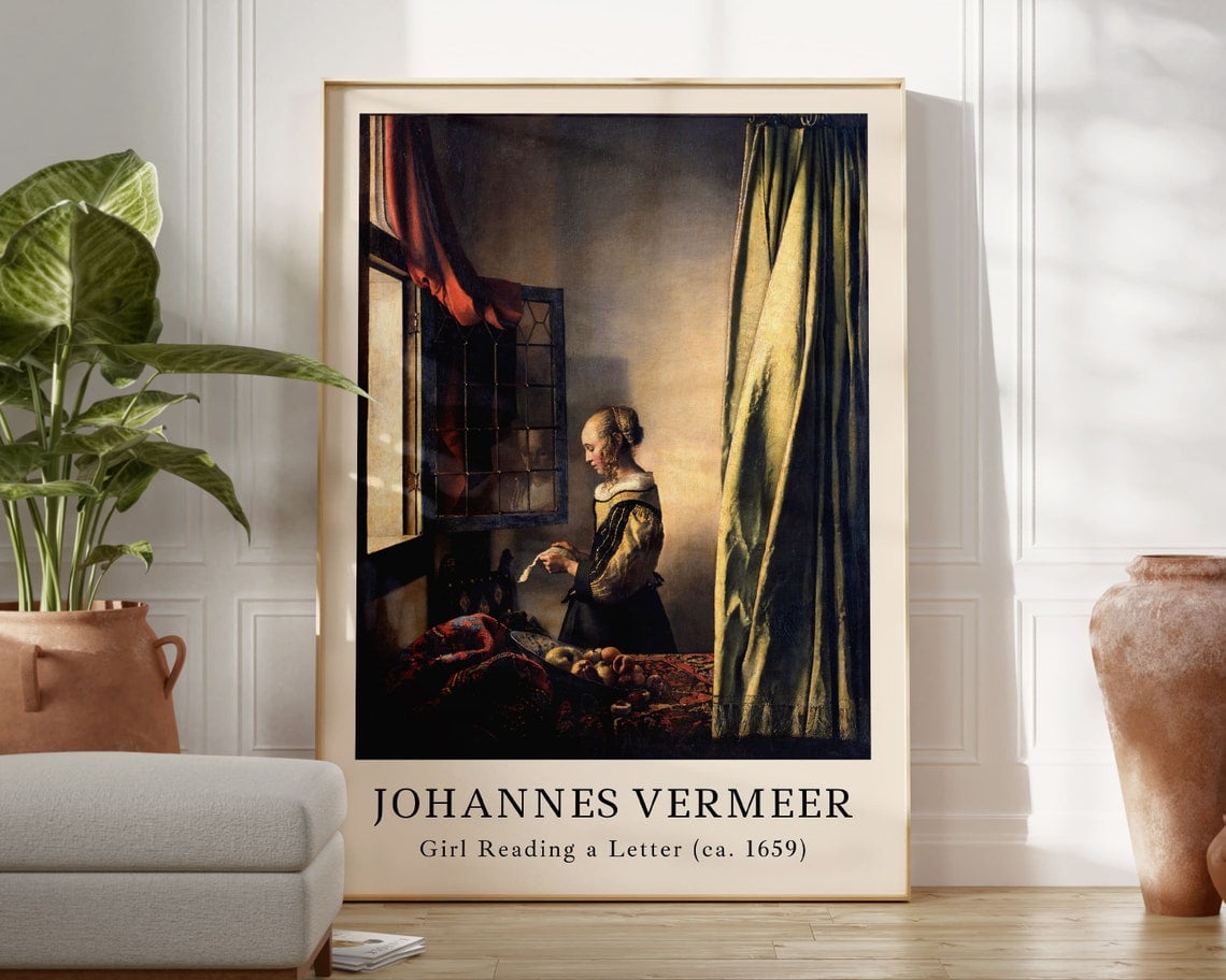 Johannes Vermeer Print, Girl Reading A Letter, Johannes Vermeer Poster ...