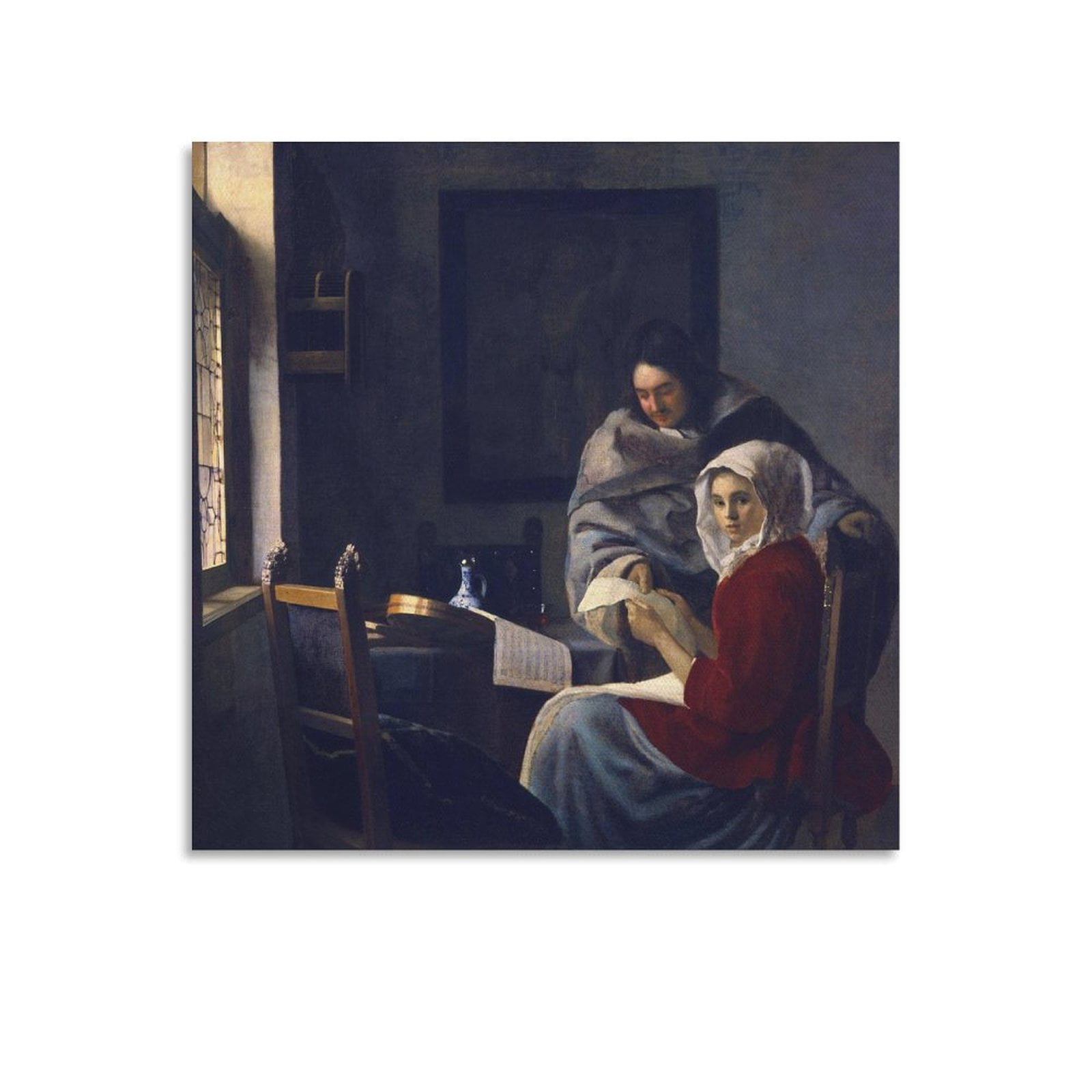 Johannes Vermeer Print Painting Girl Interrupted at Her Music Posters ...