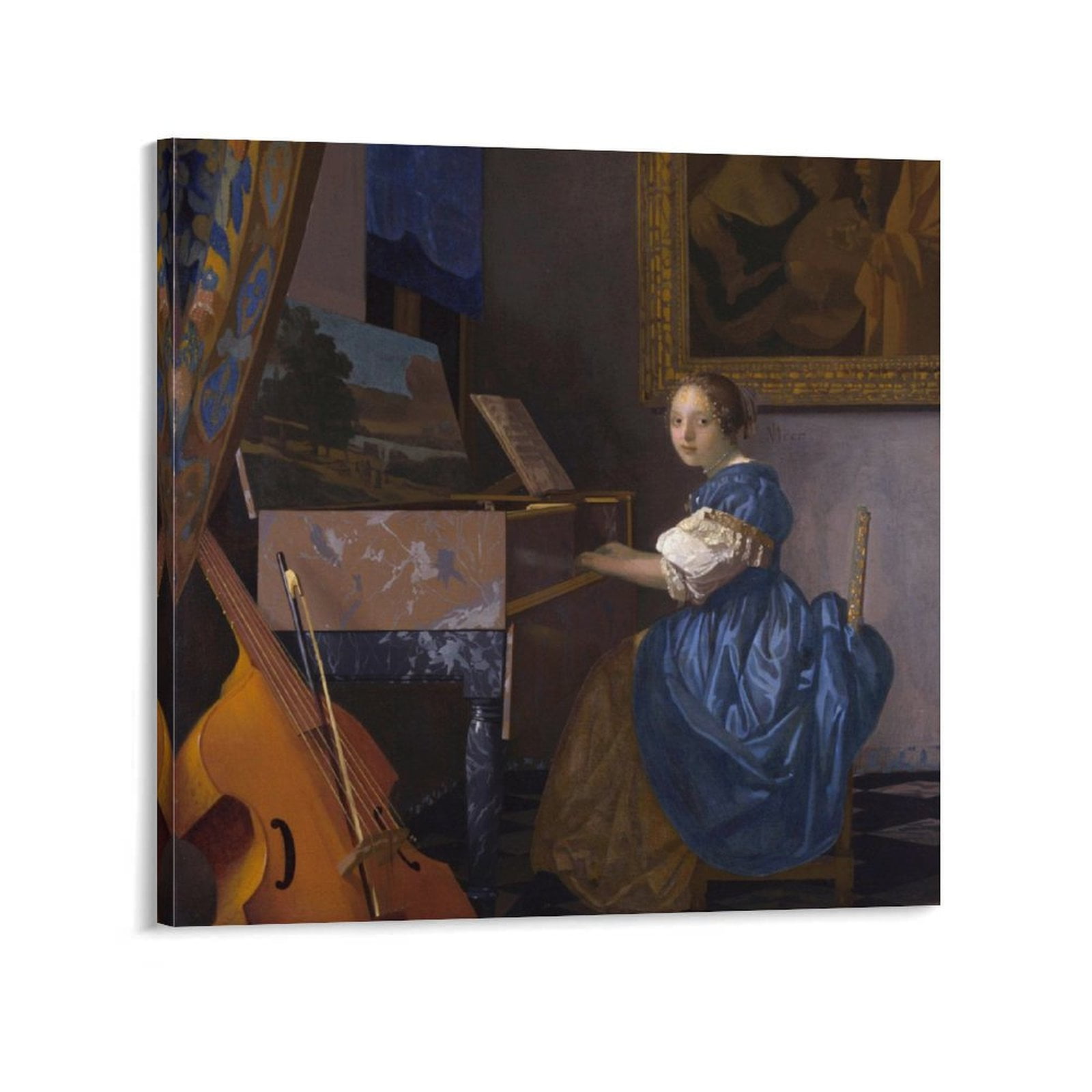 Johannes Vermeer Print Painting A Young Woman Seated at A Virginal Art ...