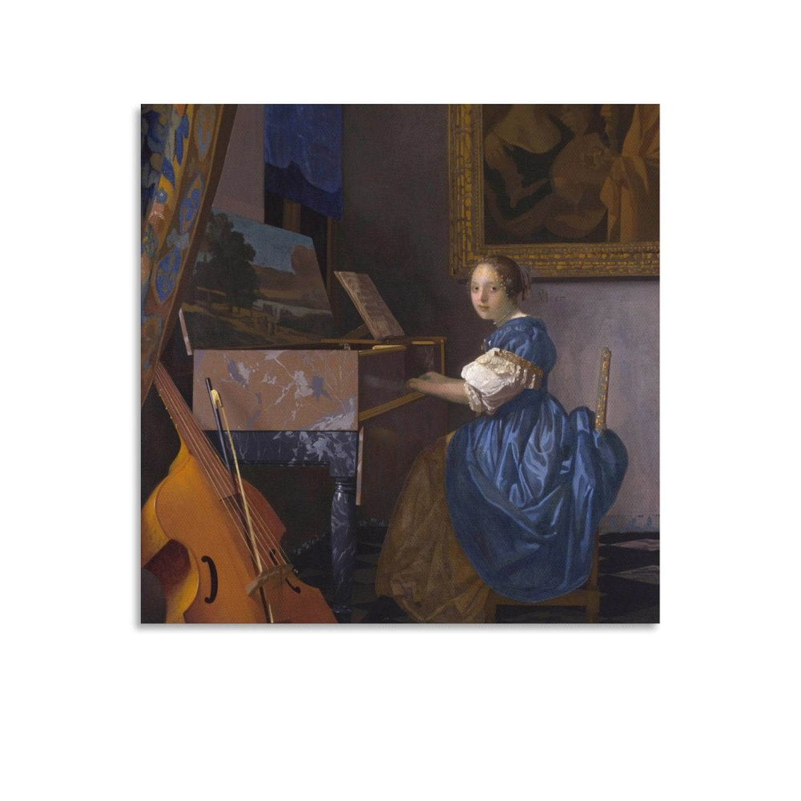 Johannes Vermeer Print Painting A Young Woman Seated at A Virginal Room ...