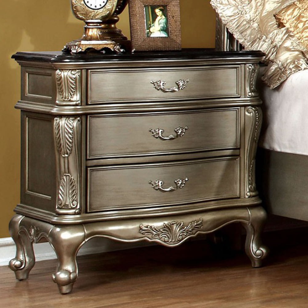 Johara Luxurious Night Stand In Gold Finish - Walmart.com
