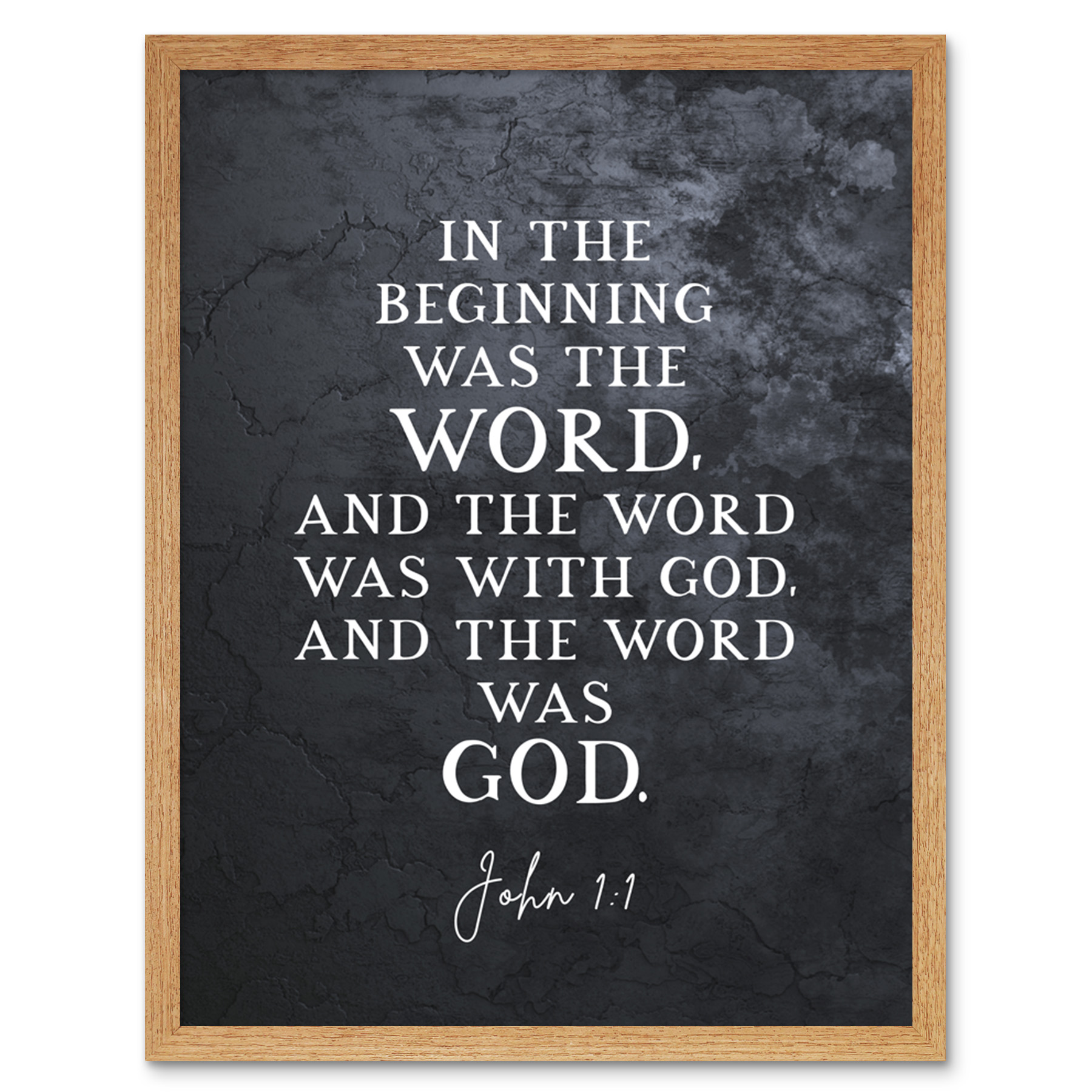 John 1:1 The Word Was God Christian Bible Verse Quote Scripture Typography Art Print Framed ...