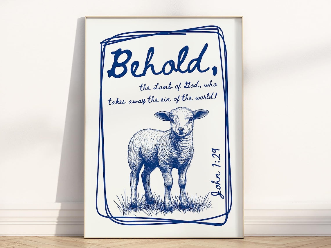 John 1:29 Behold The Lamb Of God Bible Verse Wall Art /Canvas, Modern ...