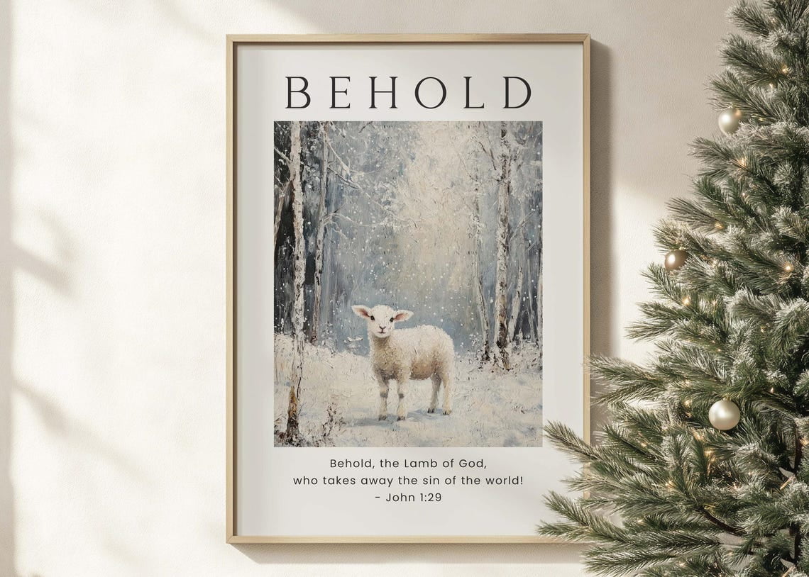 John 1:29 Behold The Lamb Of God Bible Verse Wall Art Printable, Modern ...