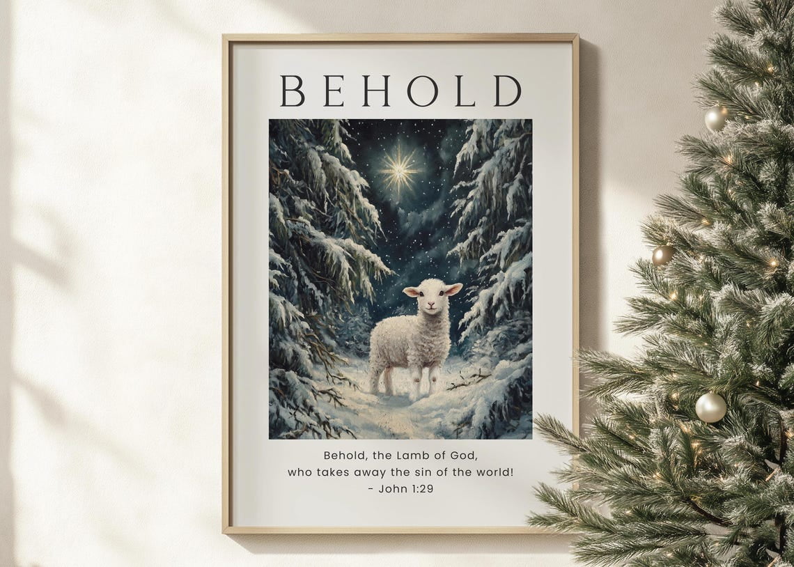 John 1:29 Behold The Lamb Of God Bible Verse Wall Art Printable, Modern ...