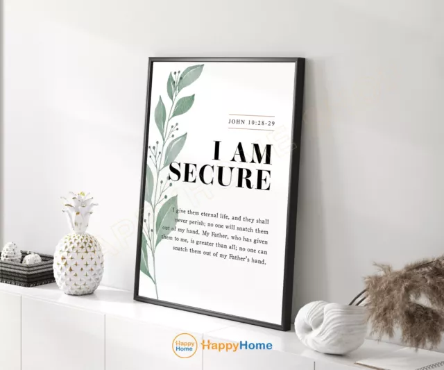 John 10:28-29 Wall Art I Am Secure Bible Verse Scripture Christian ...