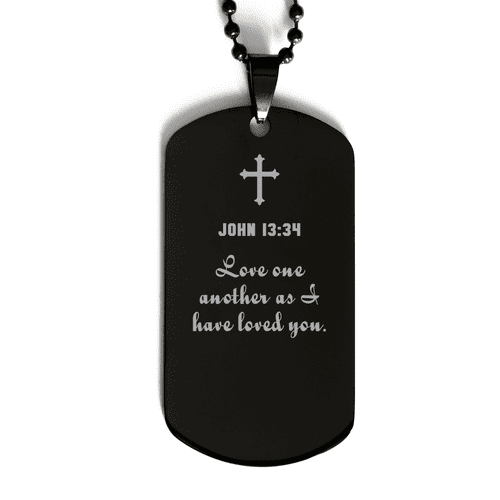John 13:34 Necklace, Bible Verse Dog Tag Necklace, Love one another as ...