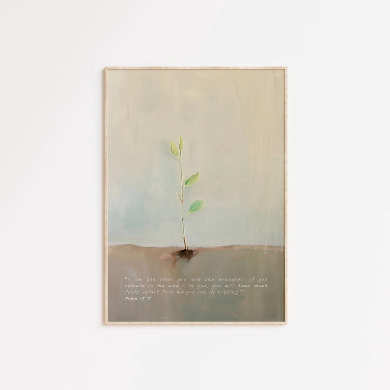 John 15:5 Scripture Wall Art Oil Painting Downloadable Prints ...