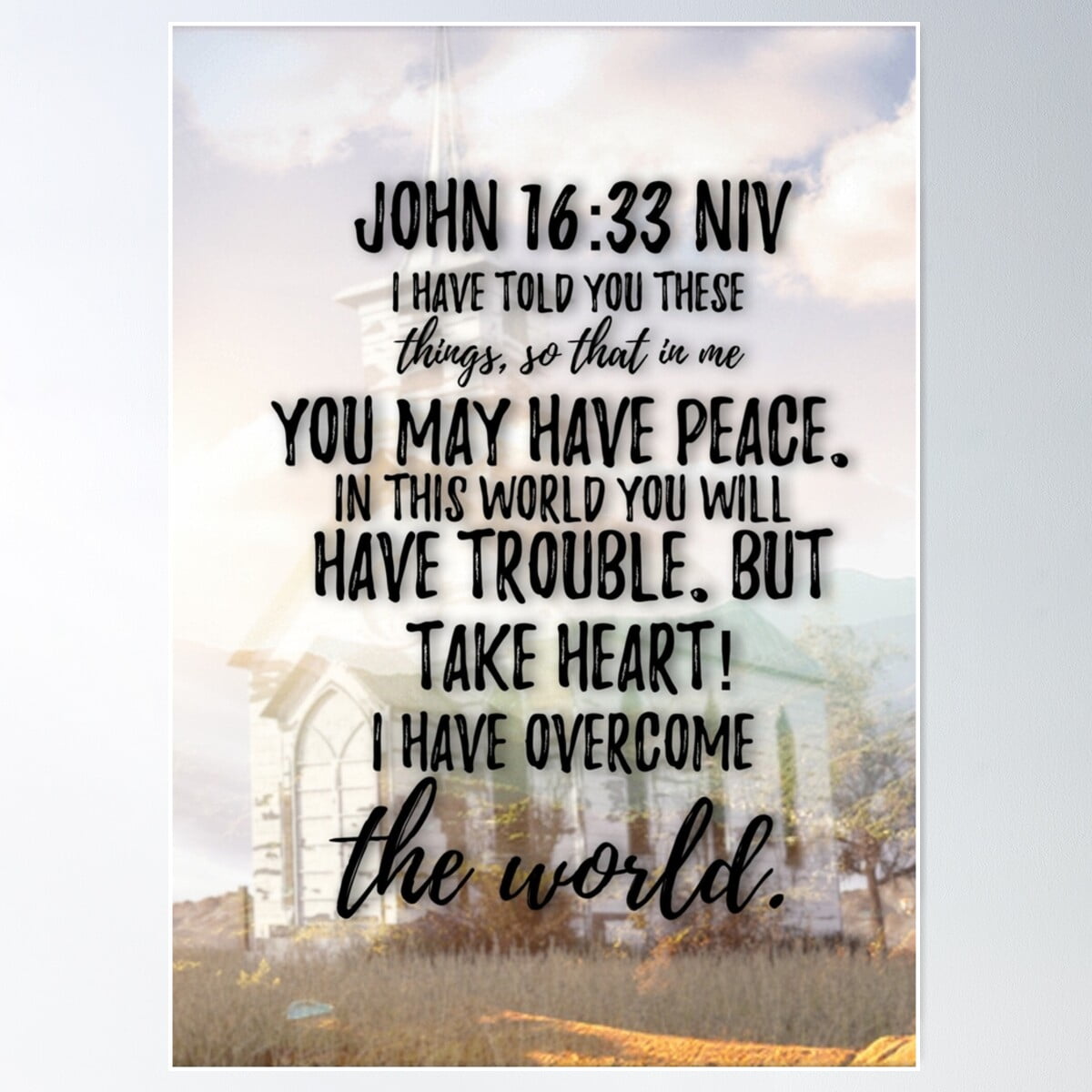 John 16:33 Christian Bible Verse Art Design Poster Wall Art, Modern ...