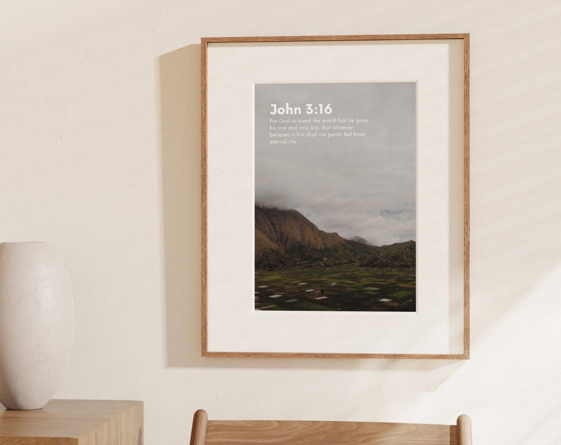 John 3:16 Art Print, Bible Quote Wall Decor, Christian Scripture Poster ...