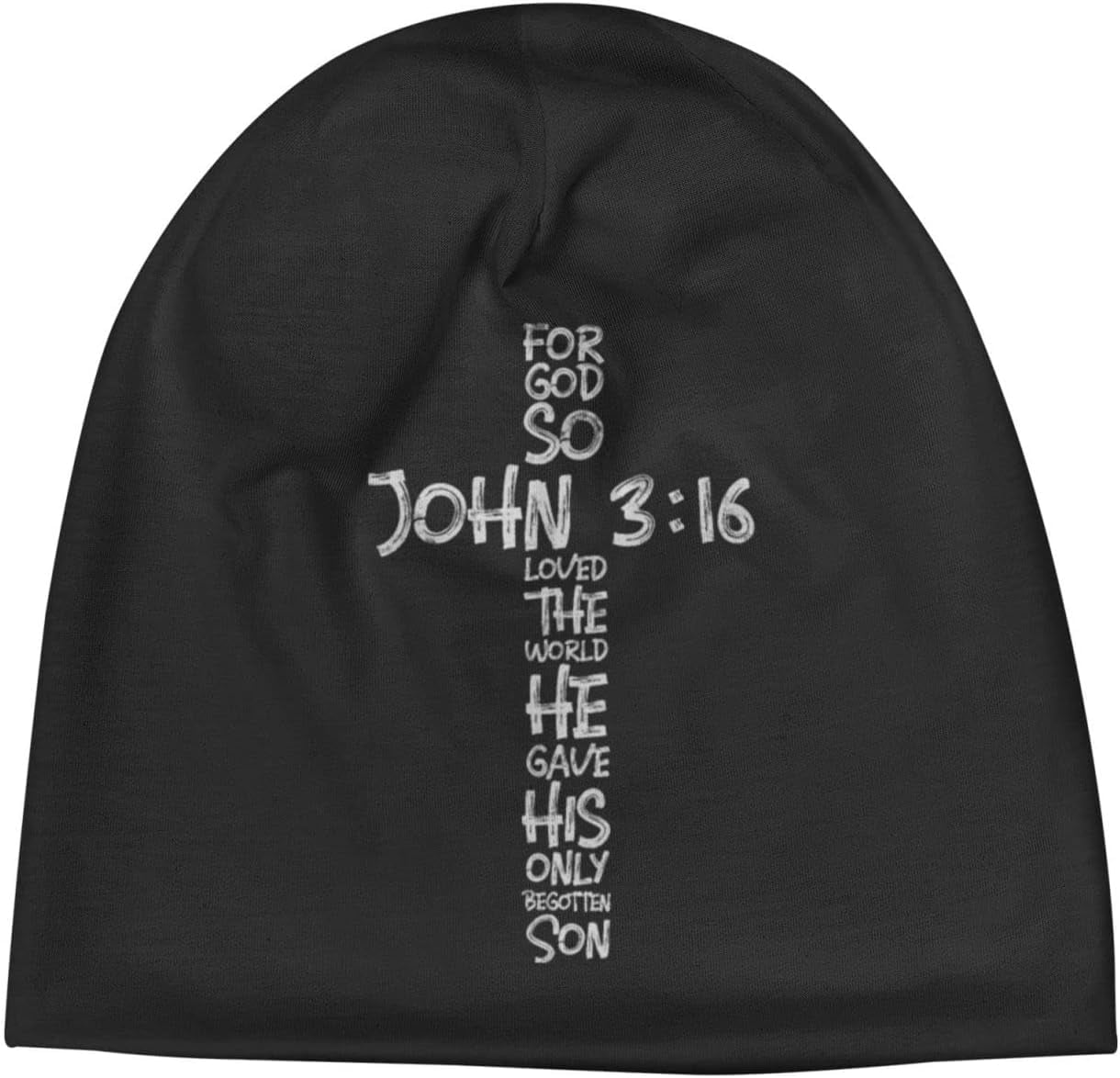 John 3:16 Christian Cross Religious Bible Verse Black Beanie Hat for ...