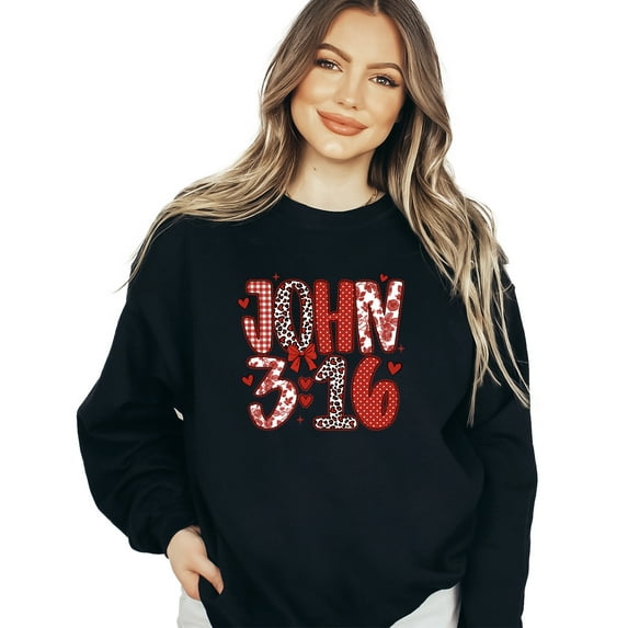 John 3:16 Christian Sweatshirt Women Bible Verse Religious Gift Casual ...
