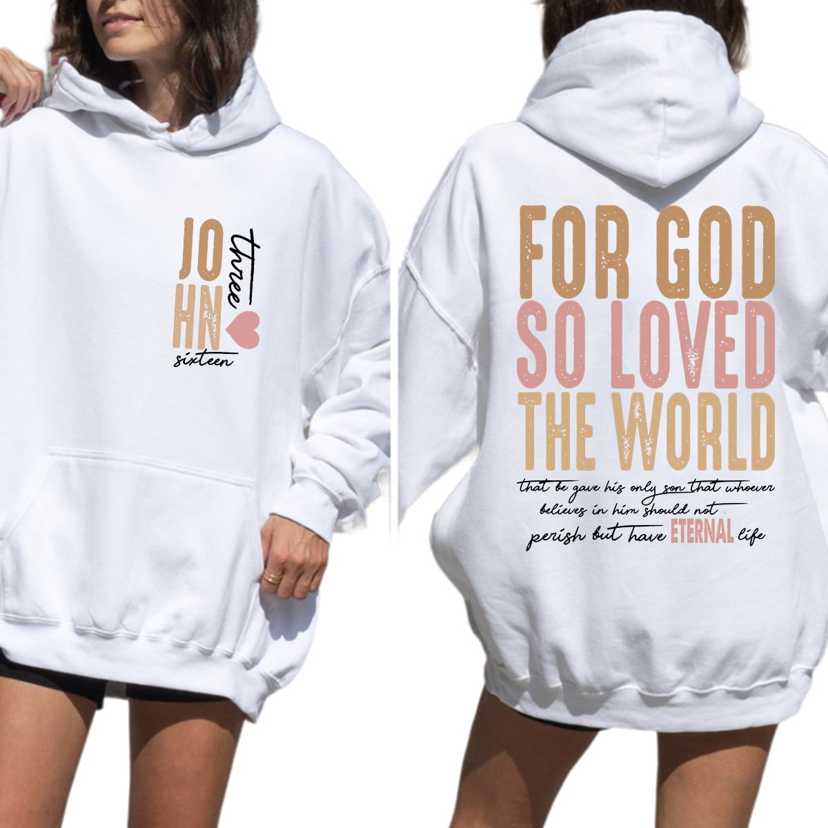 John 3:16 Double Sided Hoodie – For God So Loved The World Bible Verse ...