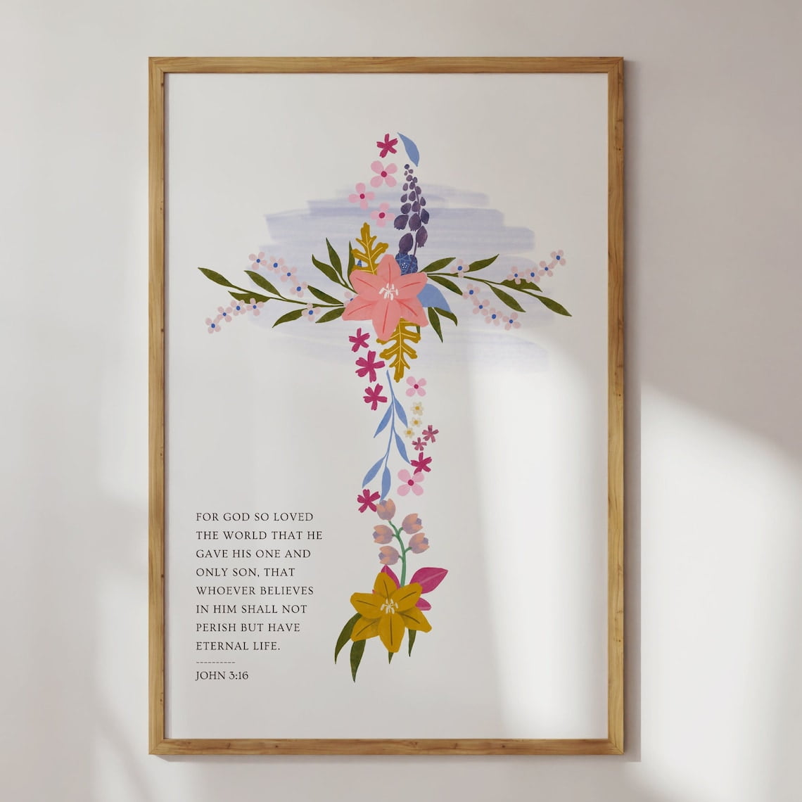 John 3:16 For God So Loved The World Scripture Print, Christian Wall ...