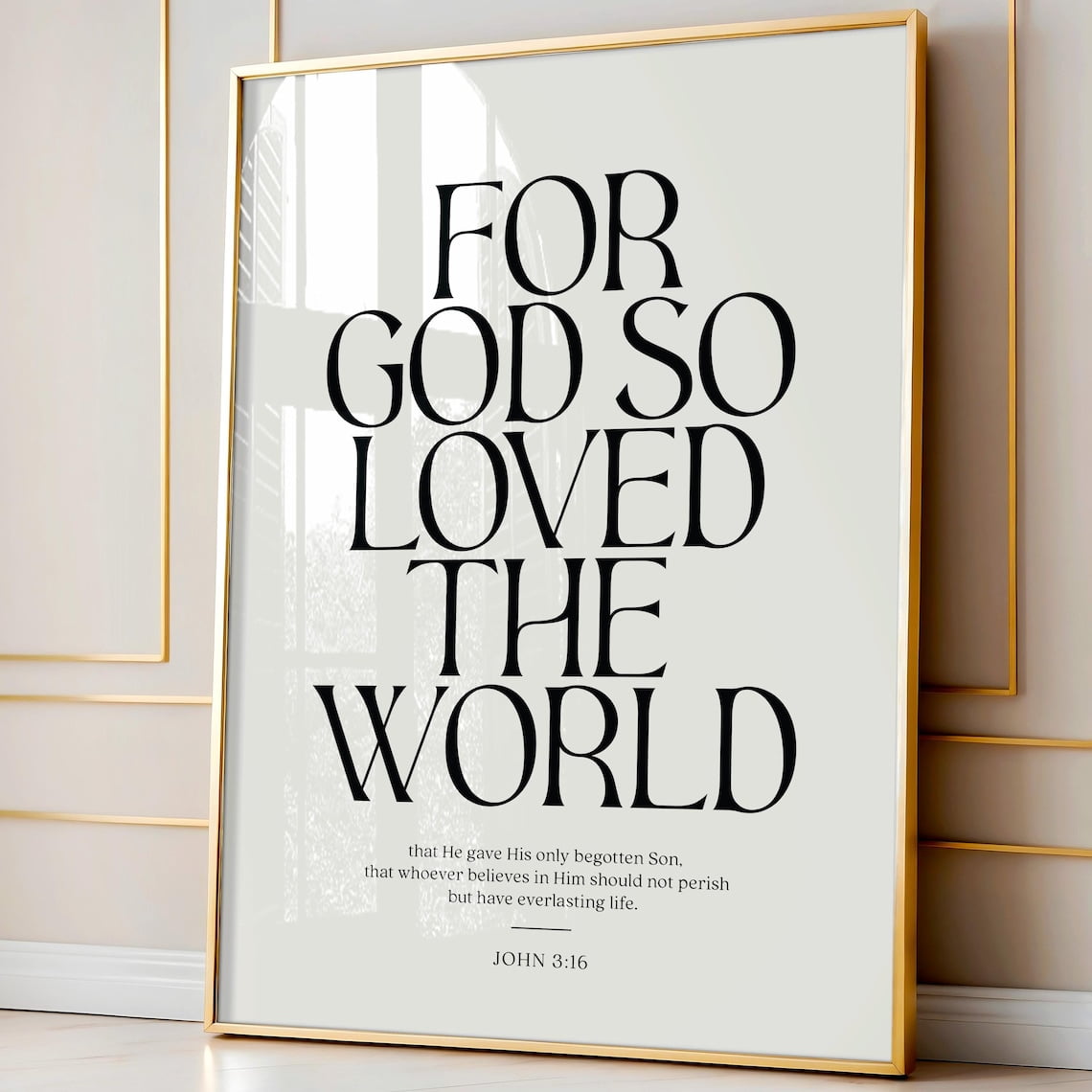 John 3 16 Wall Art, For God So Loved The World Print, Christian Wall ...