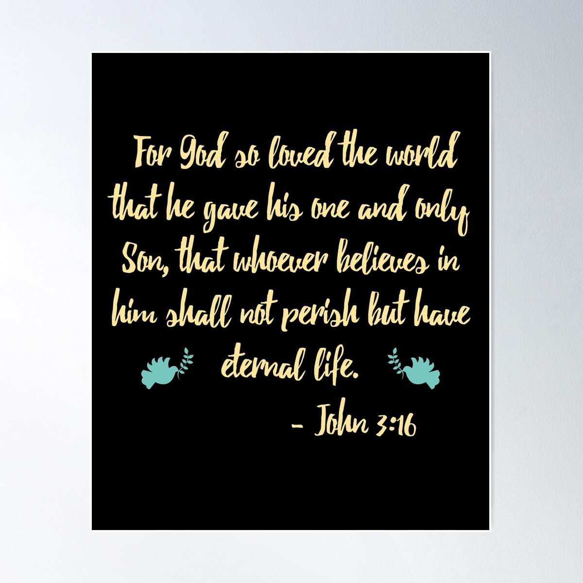 John 316 Bible Verse Poster Wall Art, Modern Wall Decor For Living Room ...