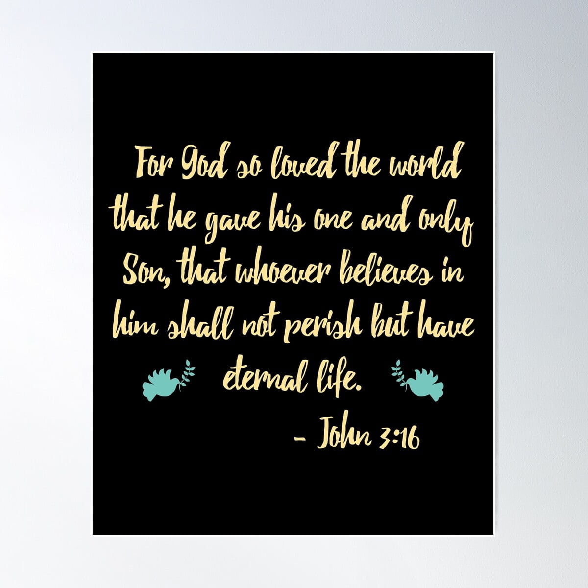 John 316 Bible Verse Poster Wall Art, Modern Wall Decor For Living Room ...