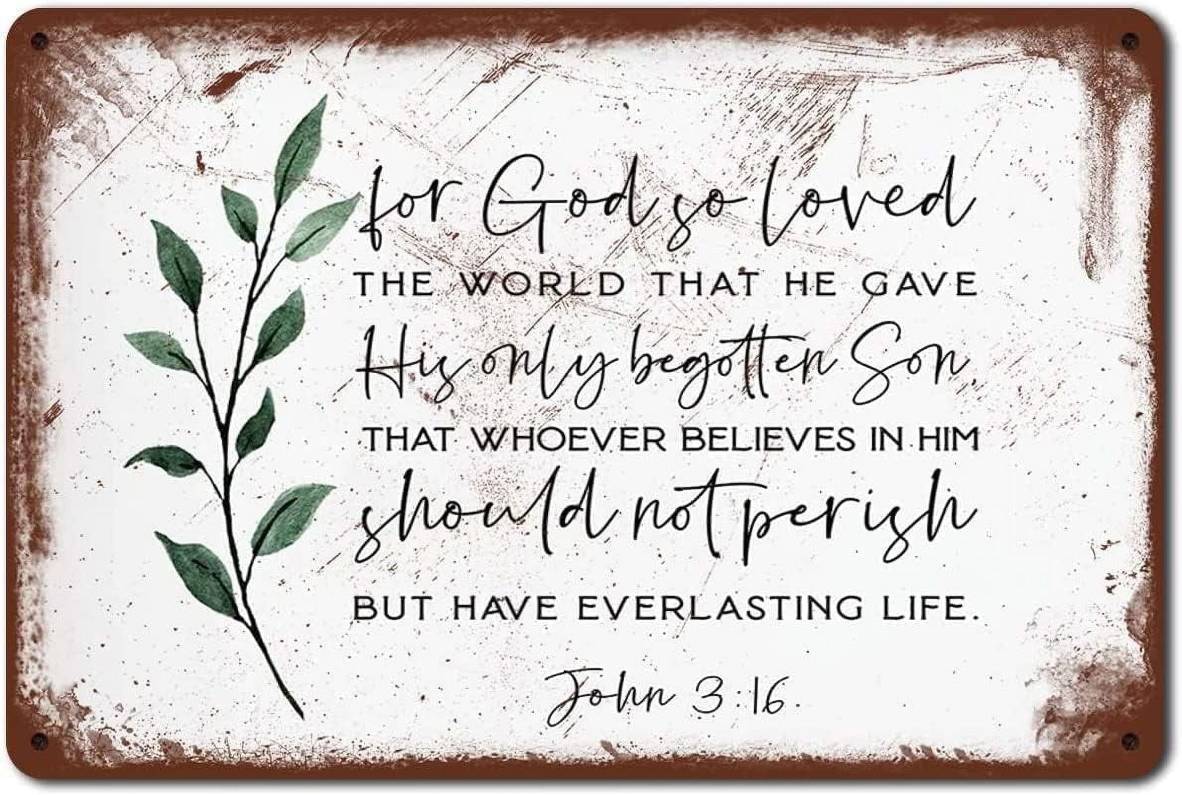 John 316 Vintage Tin Metal Sign For God So Loved The World Wall Art ...