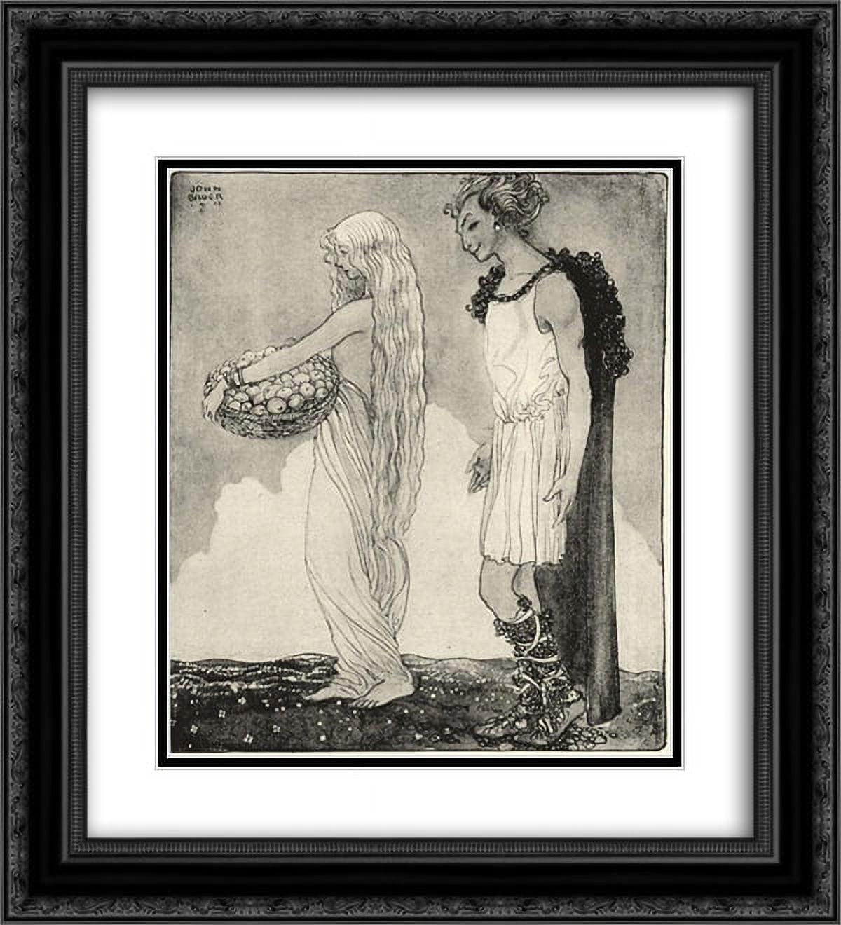 John Bauer 2x Matted 20x22 Black Ornate Framed Art Print 'Loki and Idun ...