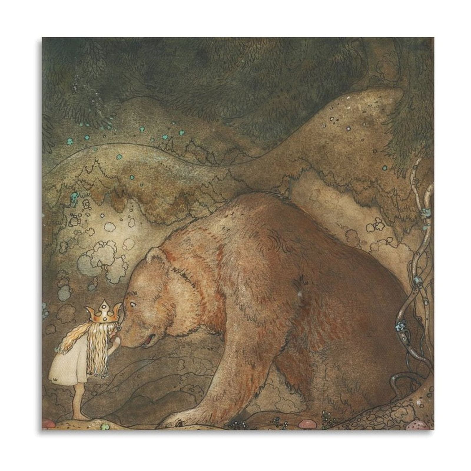John Bauer Illustrator Poor Little Bear Art Poster Painting On Canvas Wall Art Poster Scroll ...