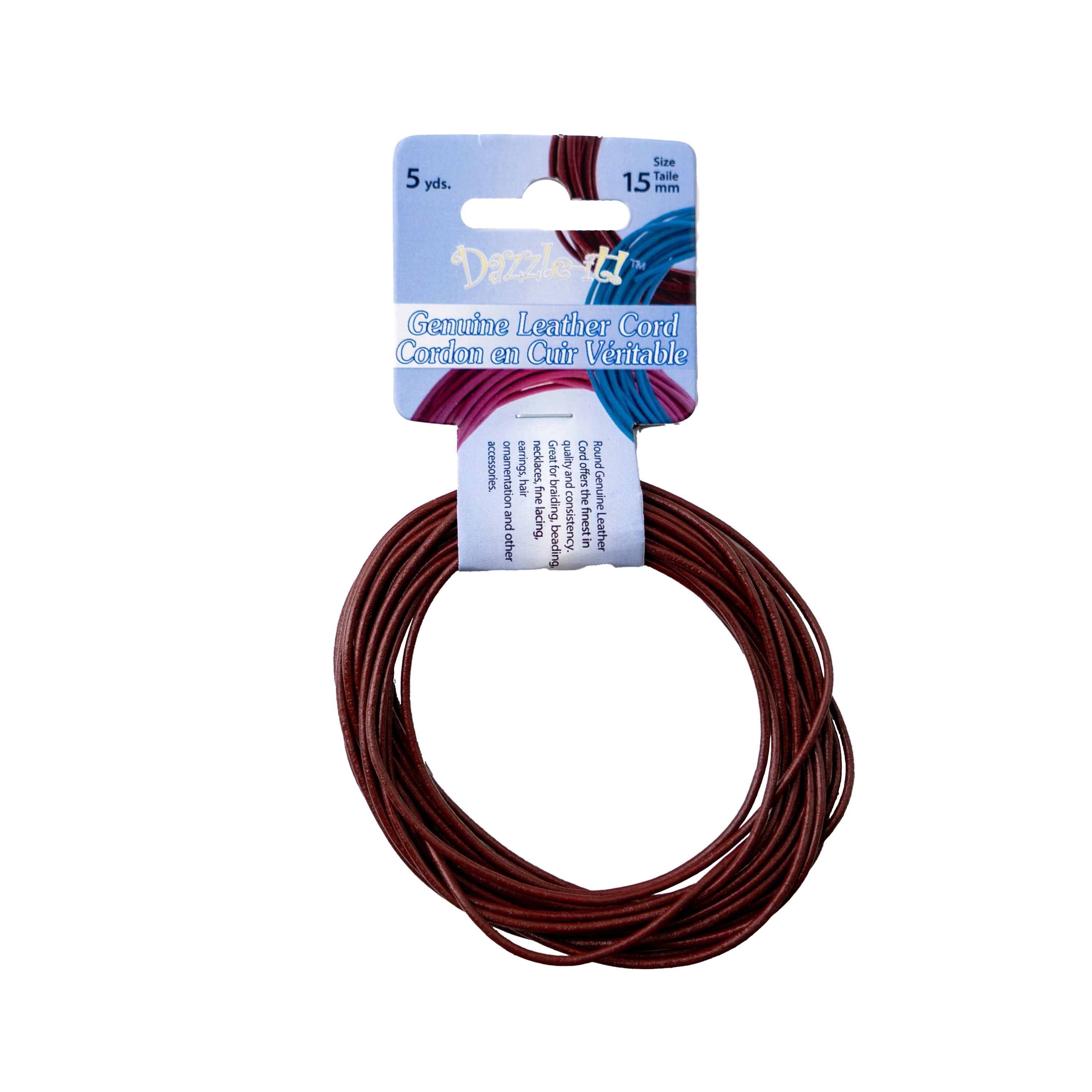 John Bead 1.5mm Burgundy Genuine Leather Cord 5yds - Walmart Business ...