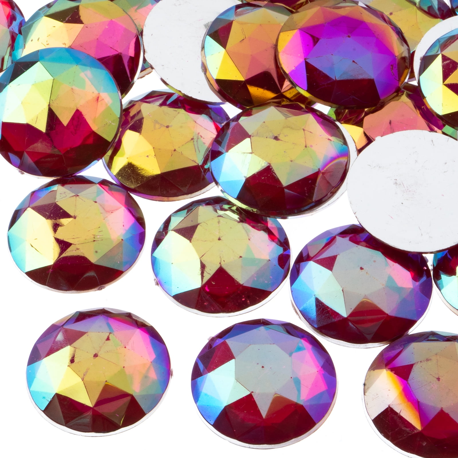 John Bead 100-Piece 25mm | Fuchsia AB Acrylic Round Flat Back ...