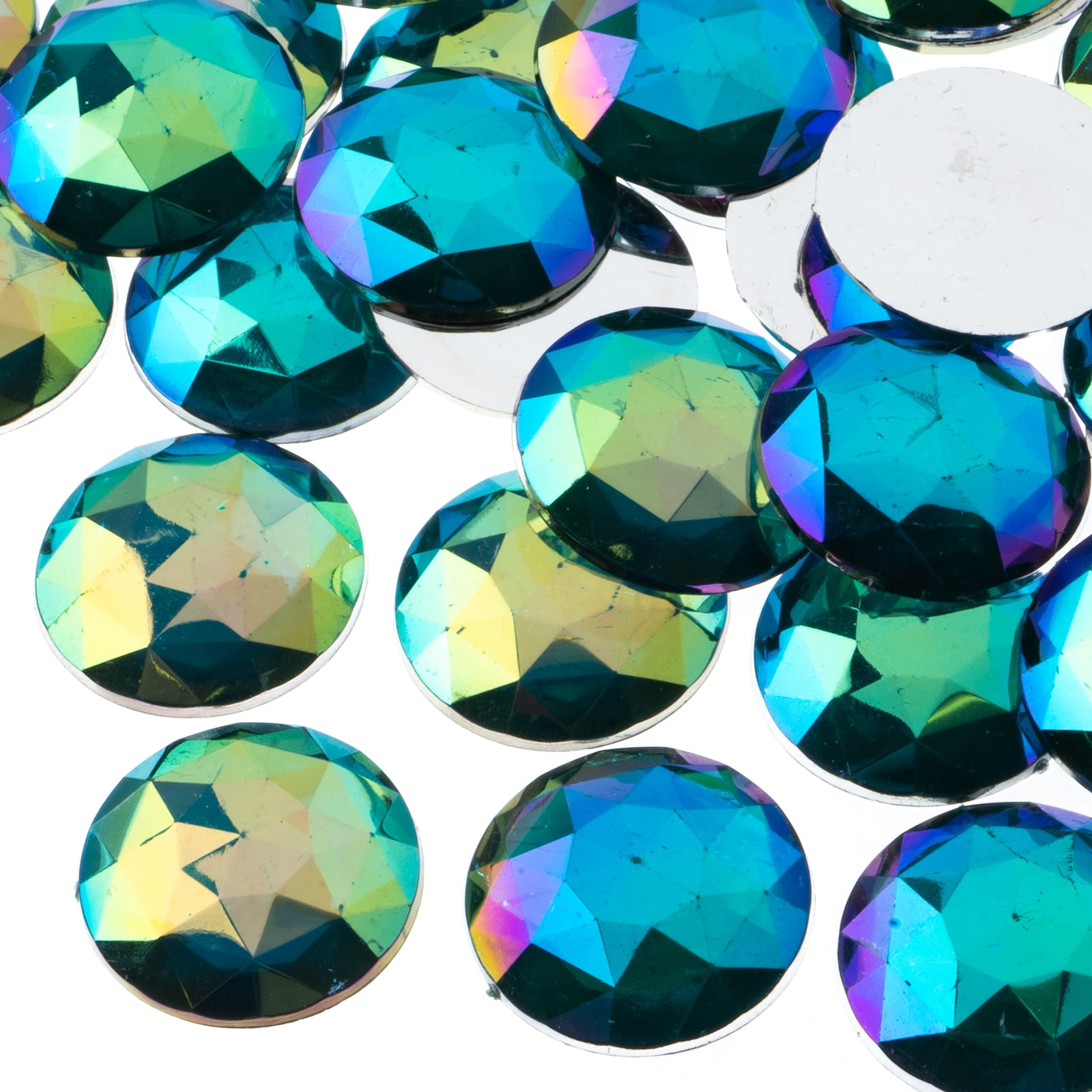 John Bead 100-Piece 25mm | Turquoise AB Acrylic Round Flat Back ...