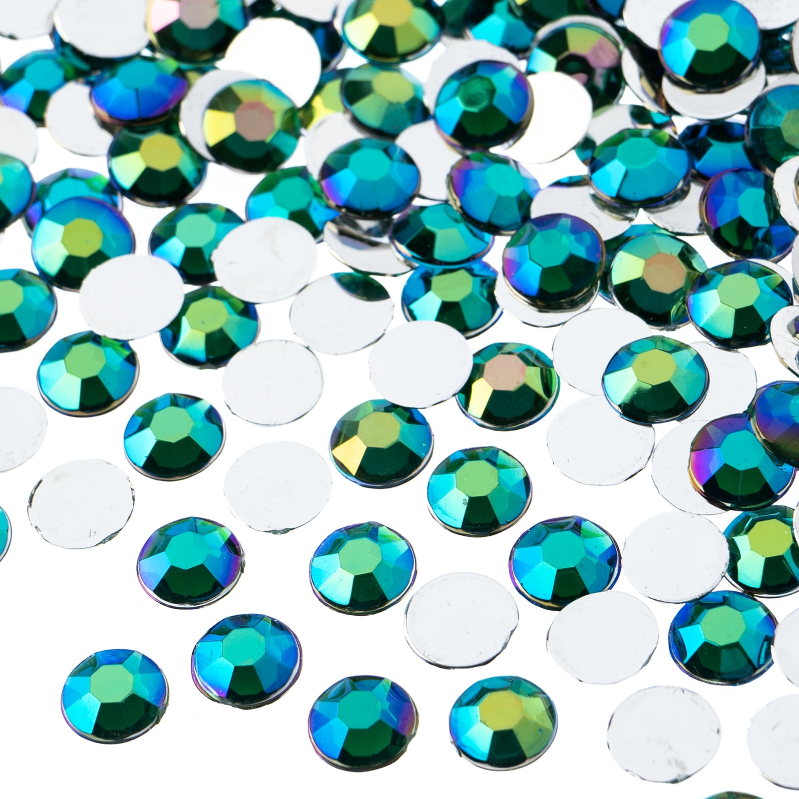 John Bead 1000-Piece 8mm (SS39) | Green AB Acrylic Round Flat Back ...