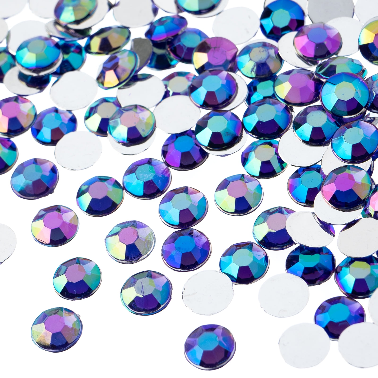 John Bead 1000-Piece 8mm (SS39) | Purple AB Acrylic Round Flat Back ...