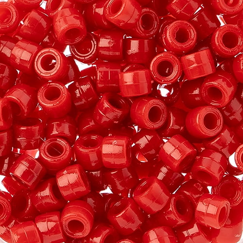 John Bead 1000pcs 6mm Mini Plastic Crow Beads | Opaque Red Pony Bead ...