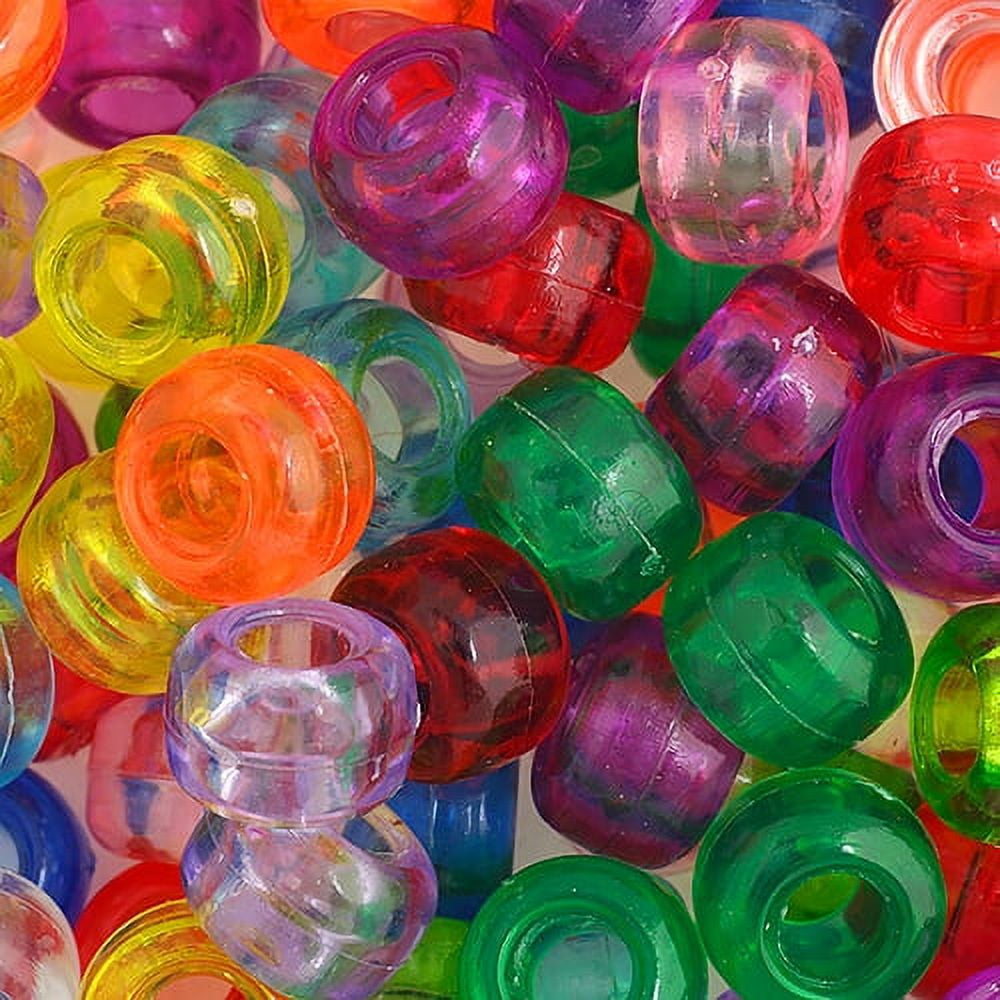John Bead 1000-Piece Assorted Transparent Plastic Crow Pony Beads ...