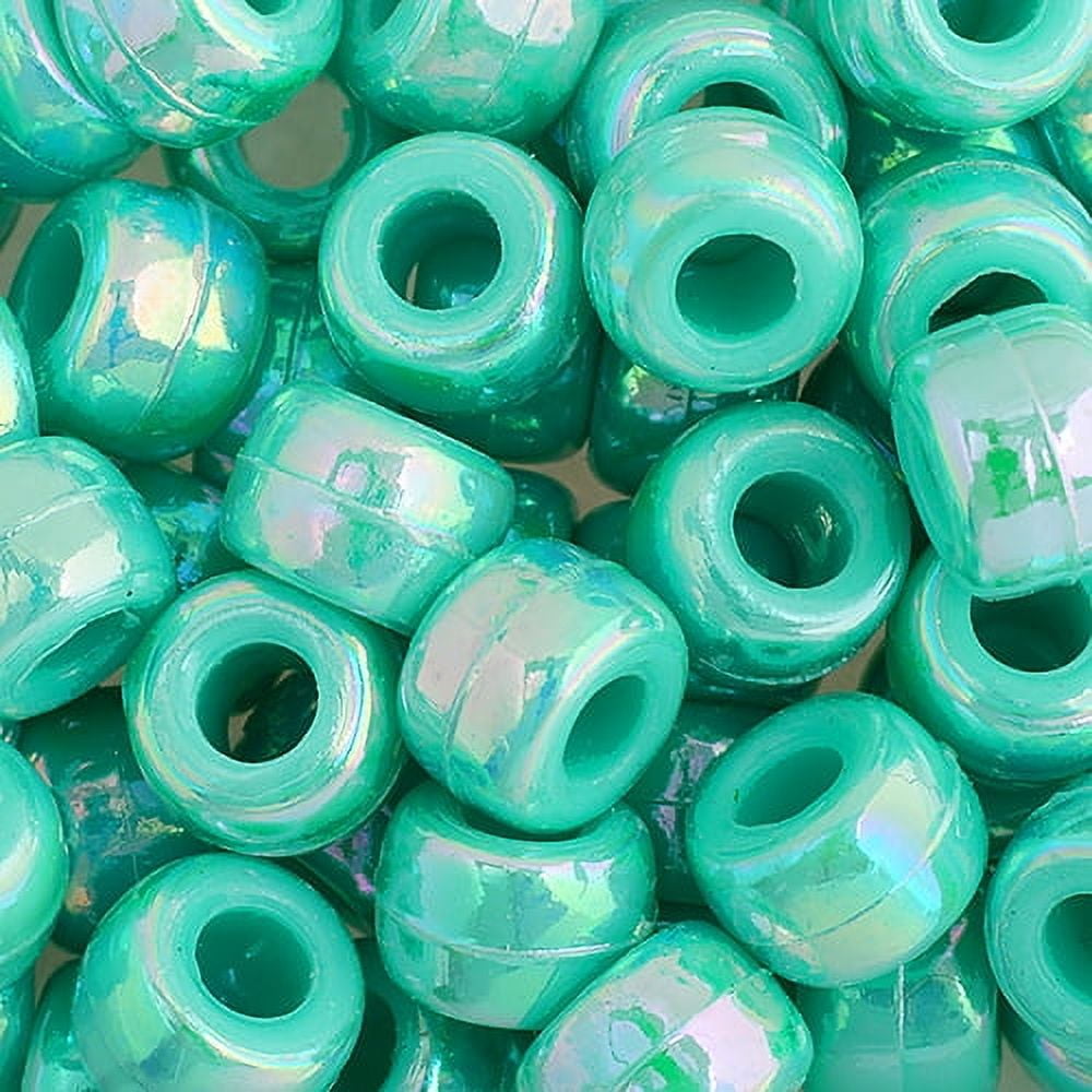 John Bead 1000pcs 9mm Plastic Crow Beads | Light Turquoise AB Pony Bead ...