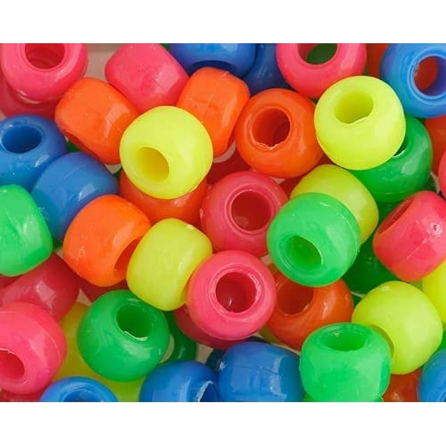 John Bead 1000pcs 9mm Plastic Crow Beads | Opaque Neon Multi-Colored ...