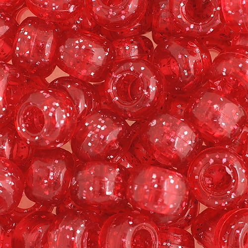 John Bead 1000pcs 9mm Plastic Crow Beads | Sparkle Crimson Pony Bead ...