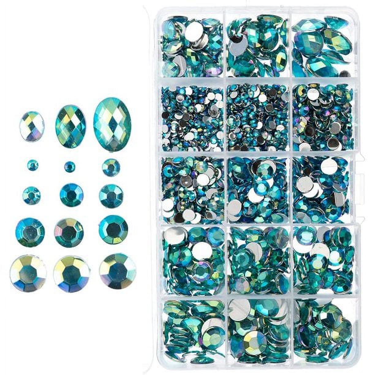 John Bead 1000pcs Aqua AB Round Oval Acrylic Plastic Flat Back ...
