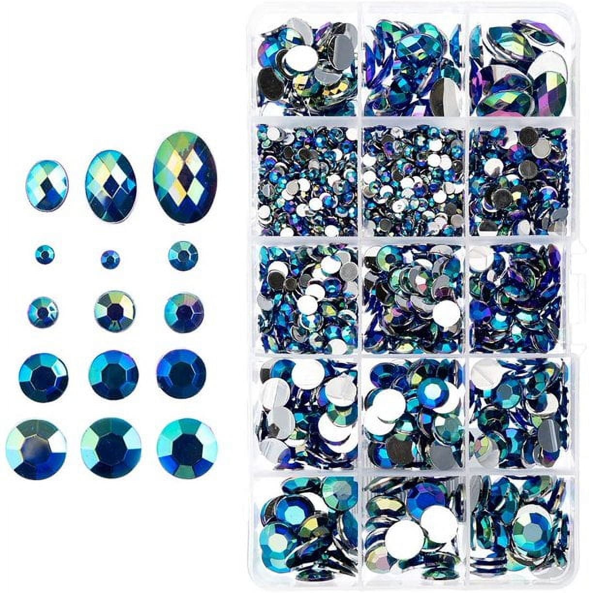 John Bead 1000pcs Blue AB Round Oval Acrylic Plastic Flat Back ...