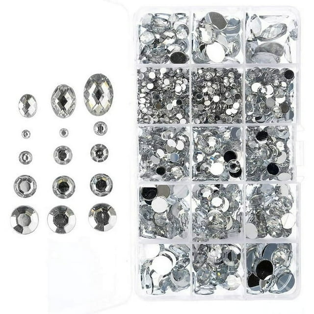 John Bead 1000pcs Crystal Round Oval Acrylic Plastic Flat Back ...