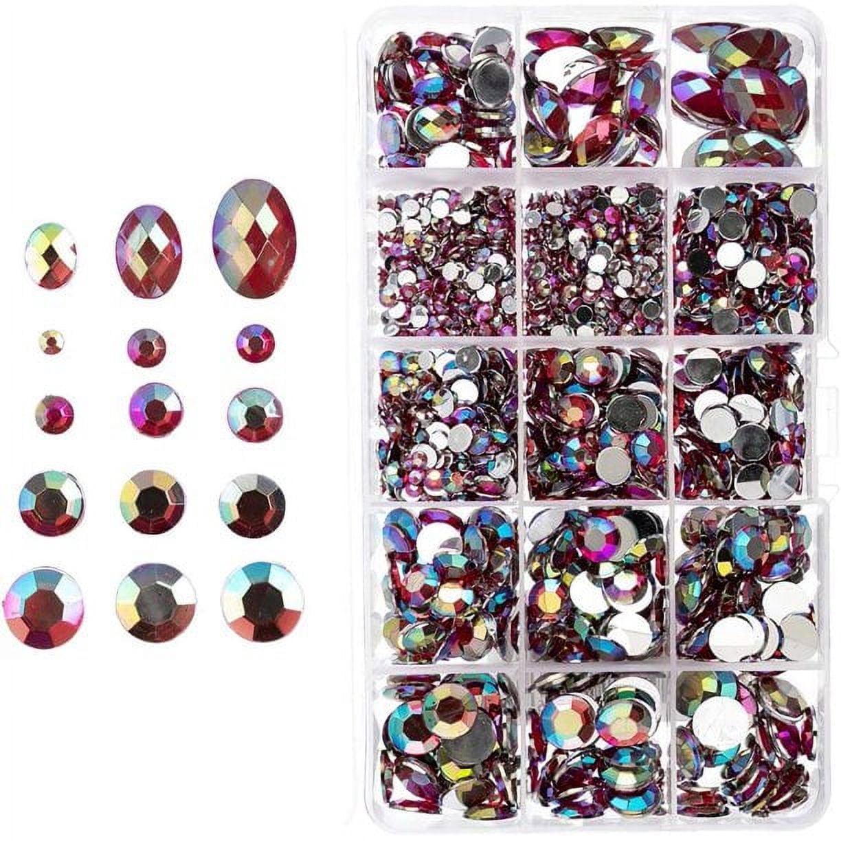 John Bead Craft Bulk Mixed Sizes 1000pcs Red AB Round Oval Acrylic ...