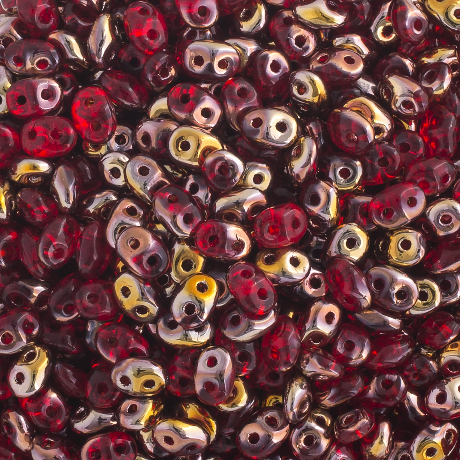 John Bead 100g Czech Glass Superduo 2-Hole Beads 2.5x5mm Ruby Capri ...