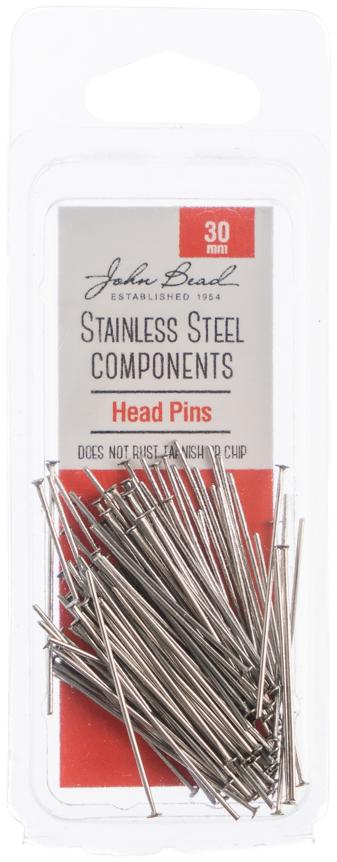 John Bead 100pcs (30mm) Stainless Steel Head Pins Jewelry Findings Kit ...