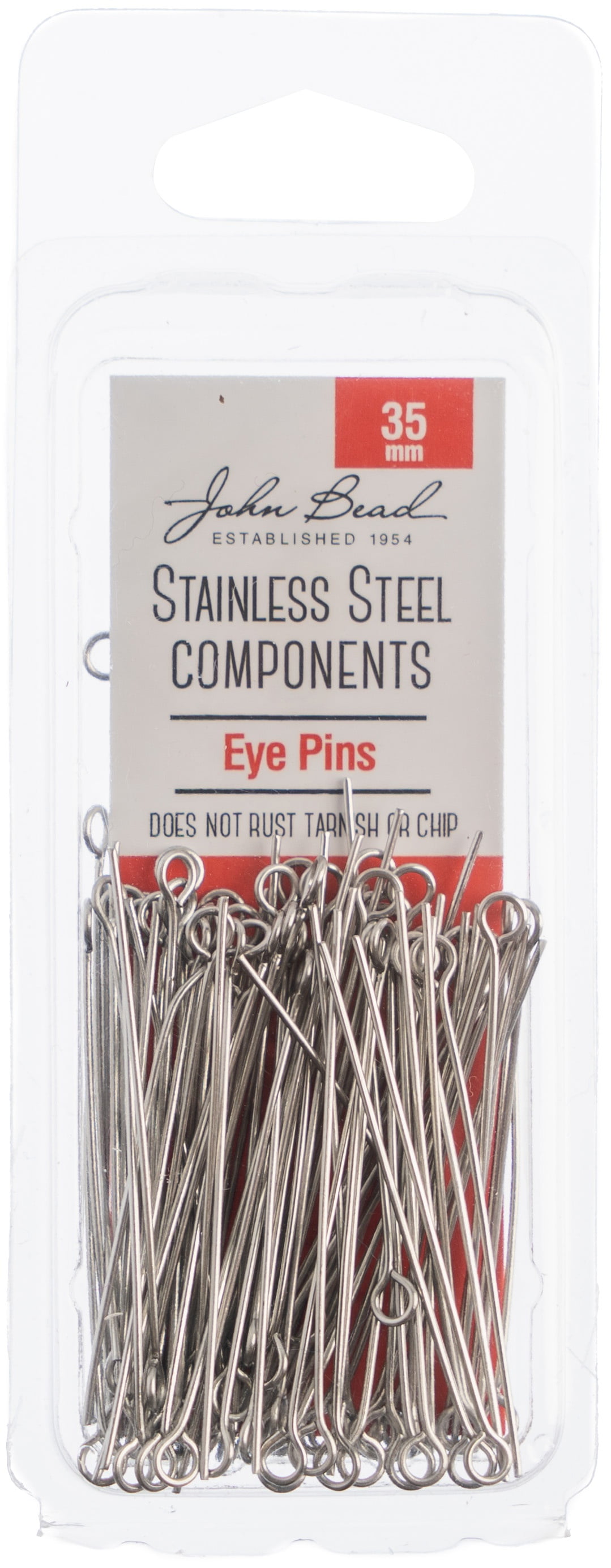 John Bead 100pcs (35mm) Stainless Steel Eye Pins Jewelry Findings Kit ...