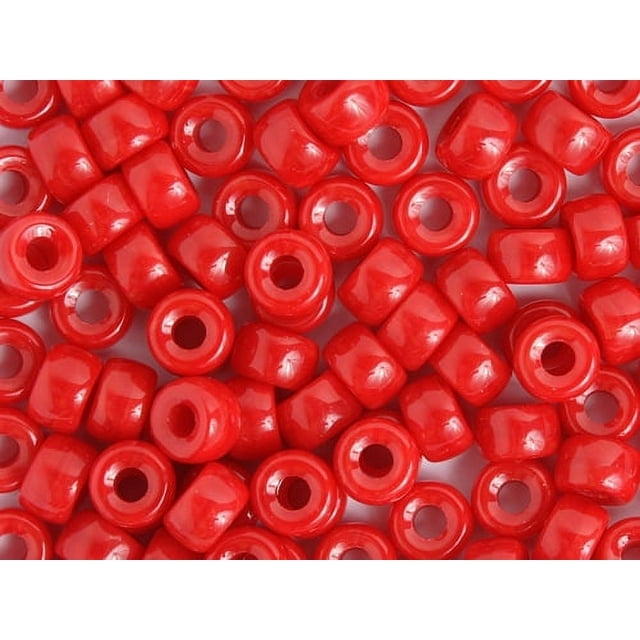 John Bead 100pcs 9mm Glass Crow Beads | Opaque Red Glass Pony Bead ...