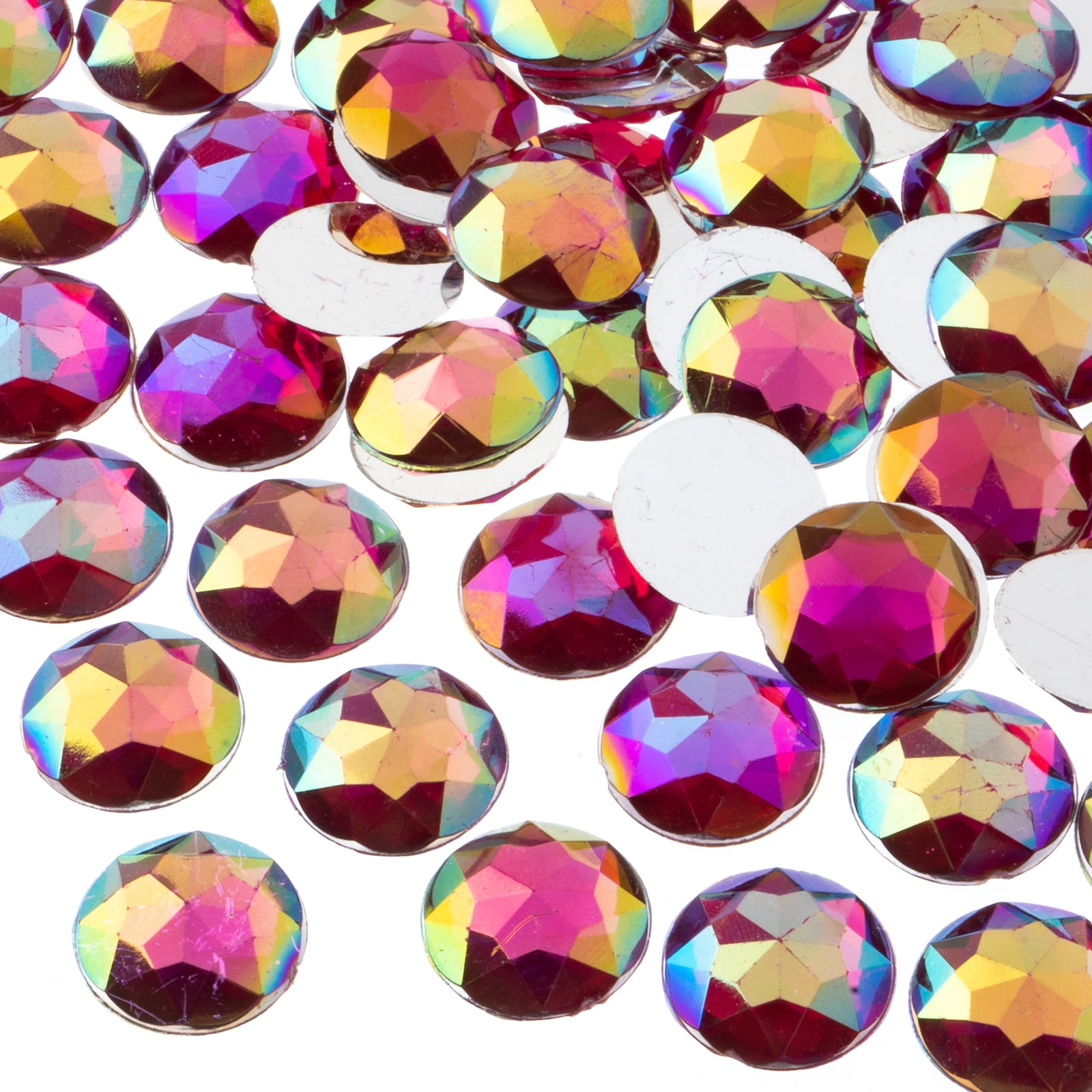 John Bead 200-Piece 16mm | Fuchsia AB Acrylic Round Flat Back ...