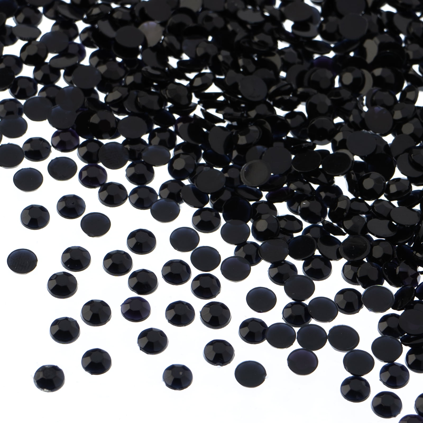 John Bead 2000 Pieces Black Acrylic Round Flat Back Rhinestones, 4mm ...