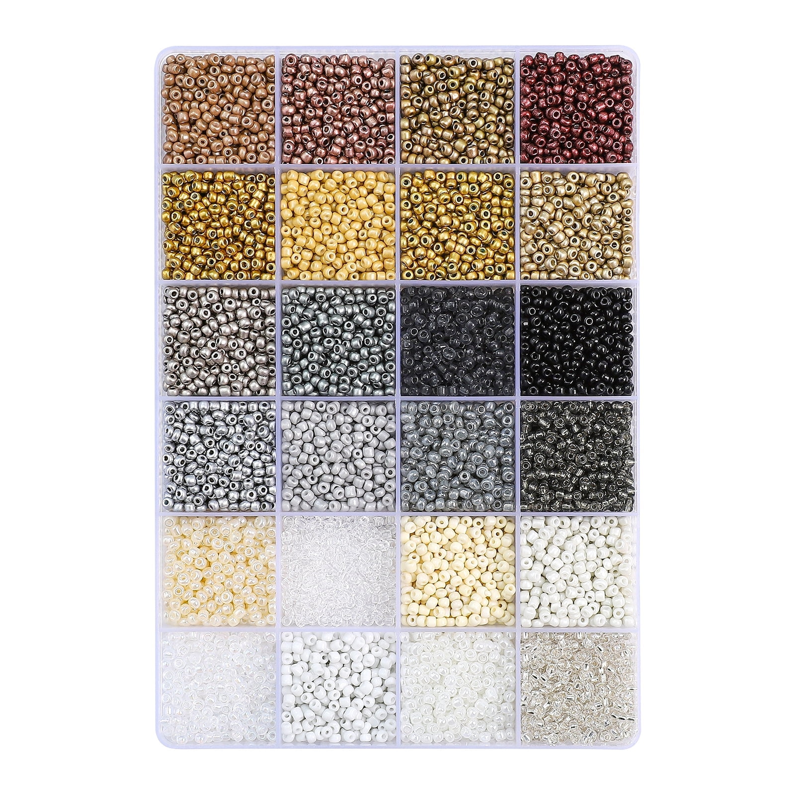 John Bead 300g Assorted Glass Seed Beads 8/0 | 24 Champagne Glow Colors ...