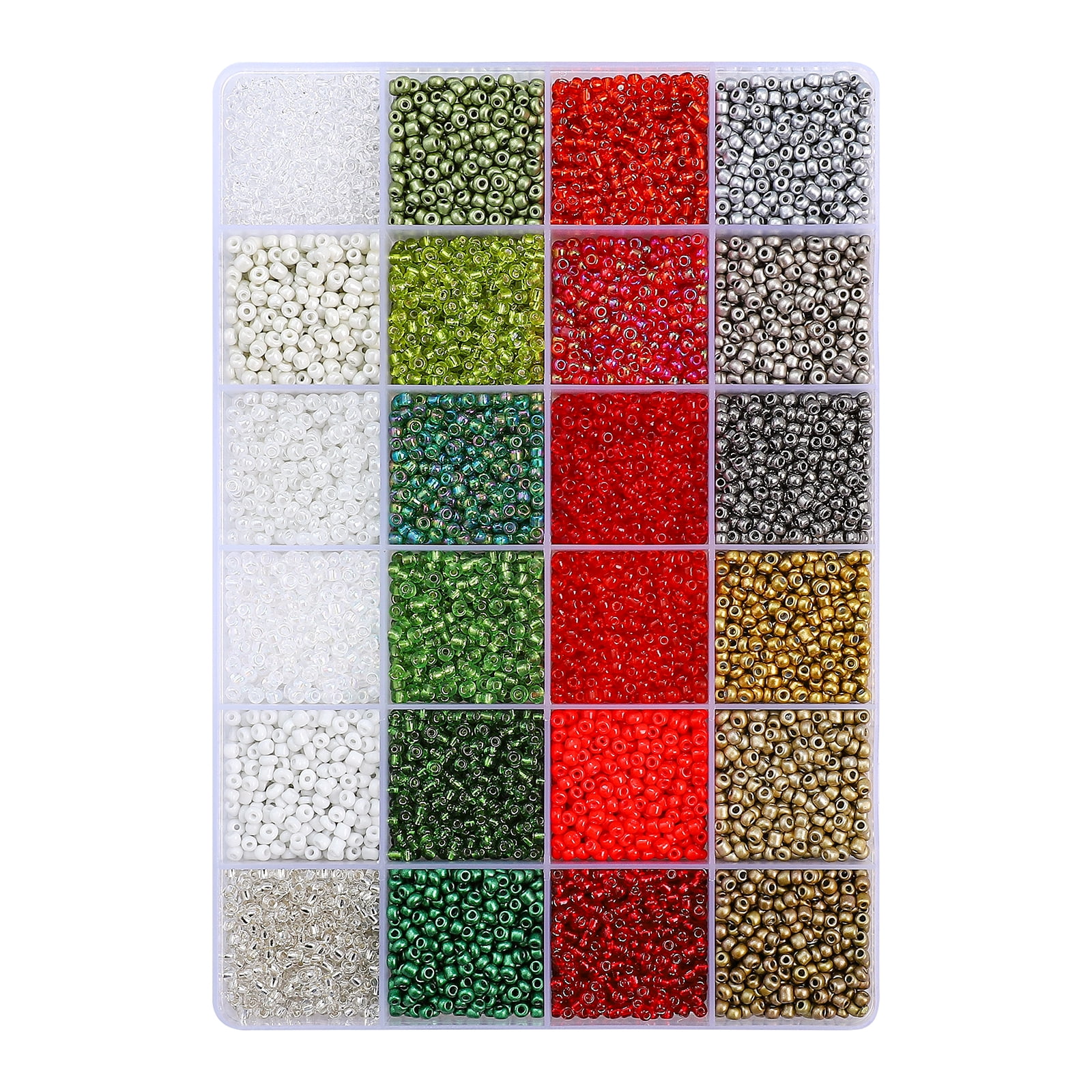 John Bead 300g Assorted Glass Seed Beads 8/0, 24 Colors Noel Xmas Night ...