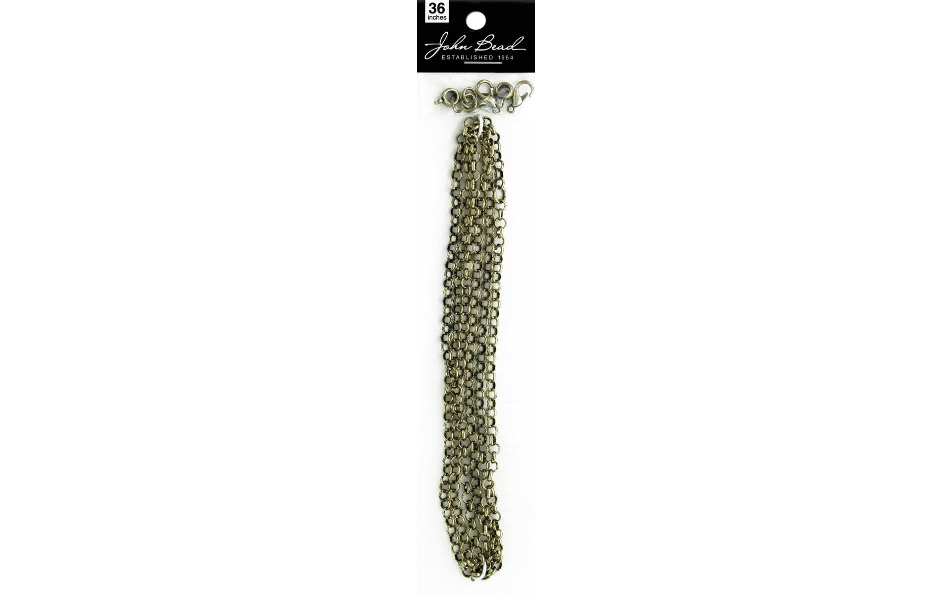 John Bead 36in Antique Brass 4mm Jewelry Making Rolo Cable Chain and ...